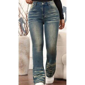 Temu | Jeans | Temu Darkblue Vintagewashed Faded Gradient Bootcut ...